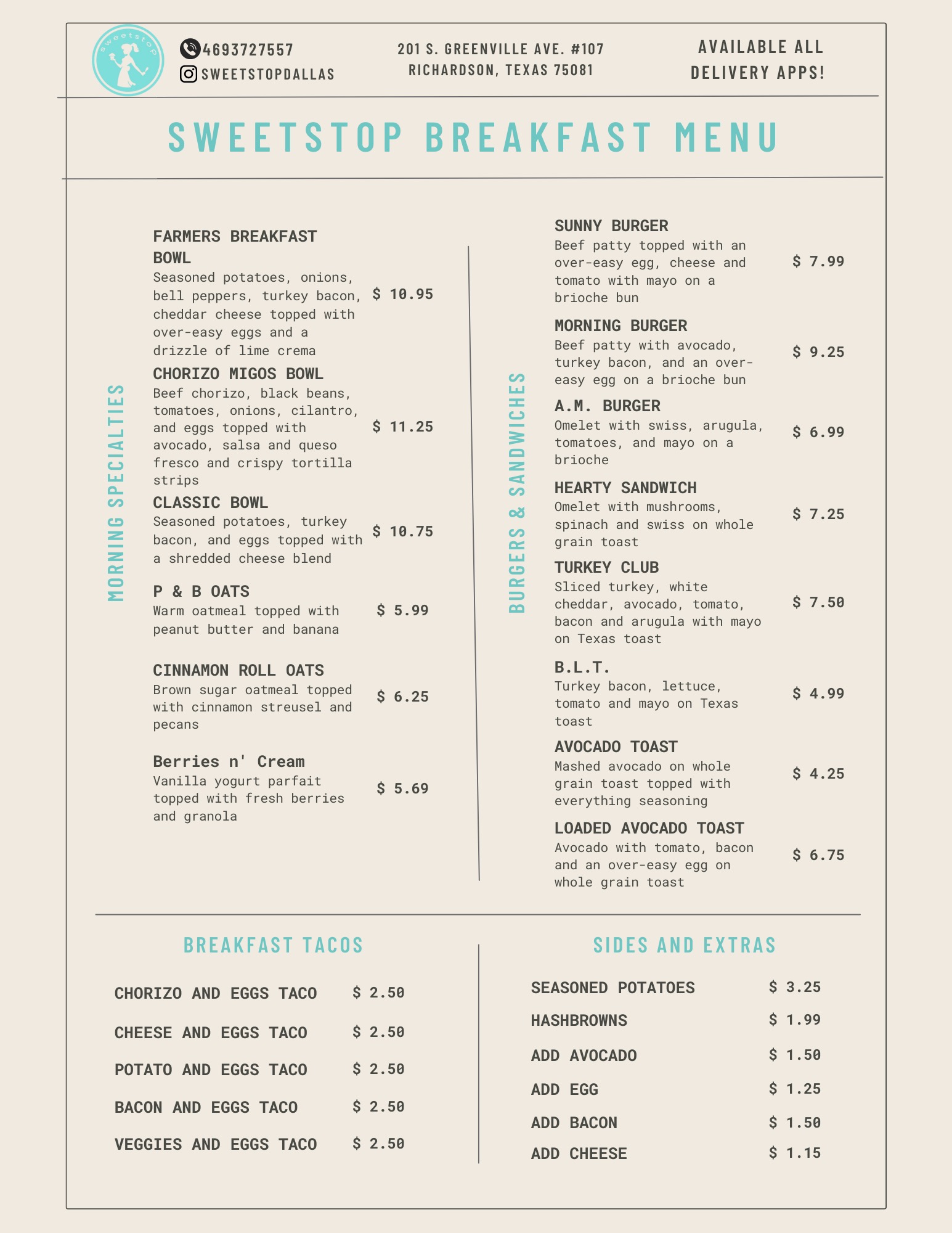 Menu – Sweetstop